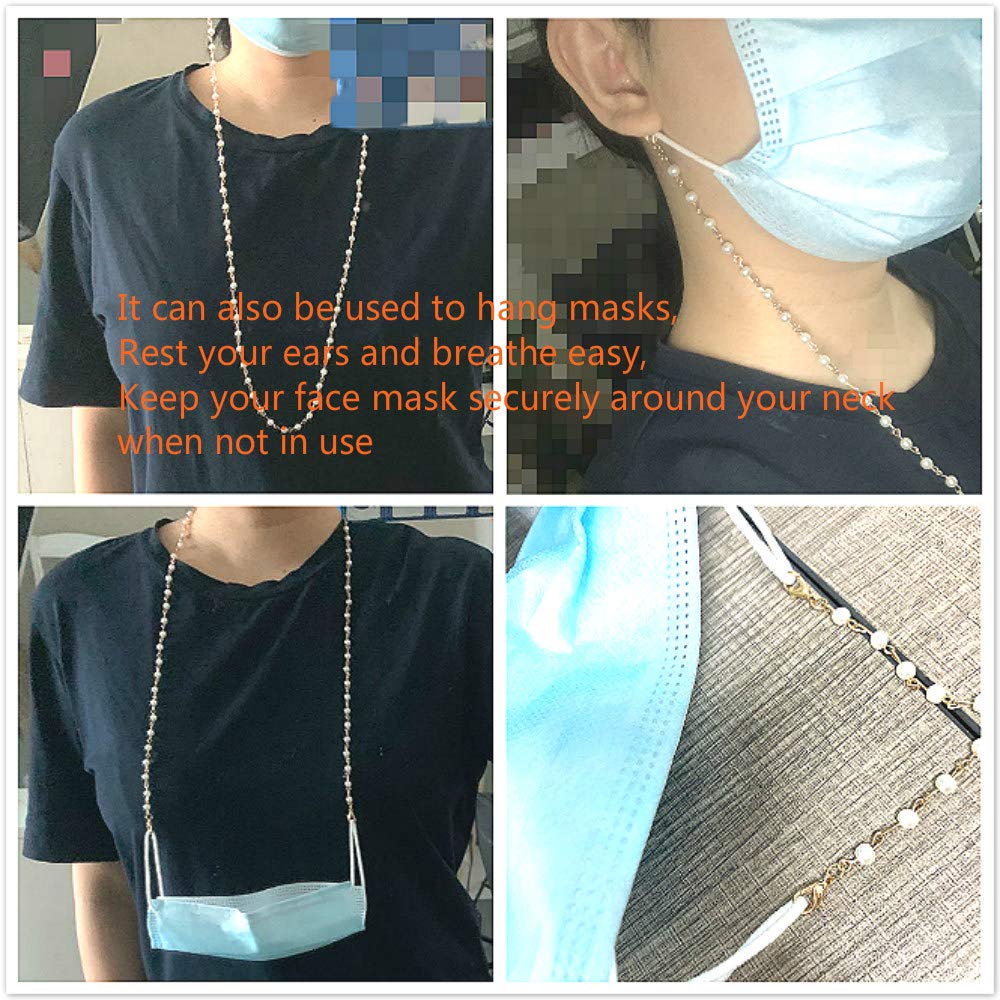 Sither Pearl Sunglasses Chian Reading Glasses Chain Strap Necklace for Women