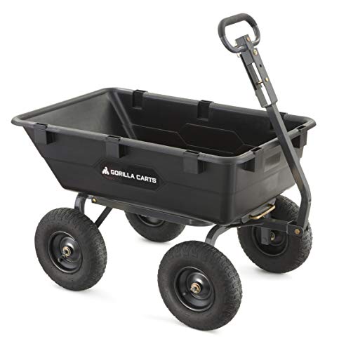 Gorilla Carts Heavy-Duty Poly Yard Dump Cart | 2-in-1 Convertible Handle, 1200 lbs Capacity | GOR6PS Model & Oregon 54-026 Bar and Chain Oil, 1 Quart
