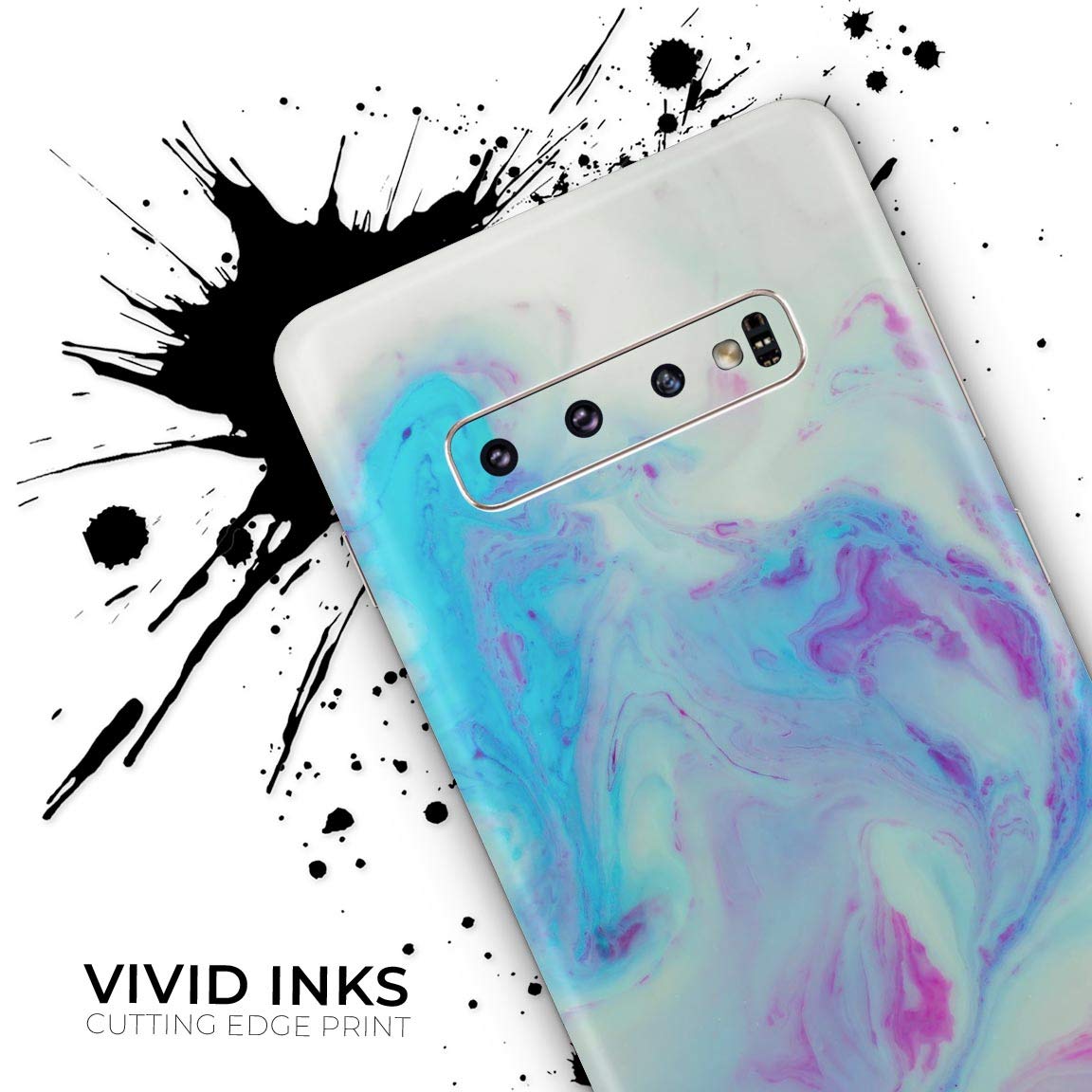 DesignSkinz Marbleized Pink and Blue Paradise V371 Protective Vinyl Decal Wrap Skin Cover Compatible with The Samsung Galaxy S20 (Screen Trim & Back Glass Skin)
