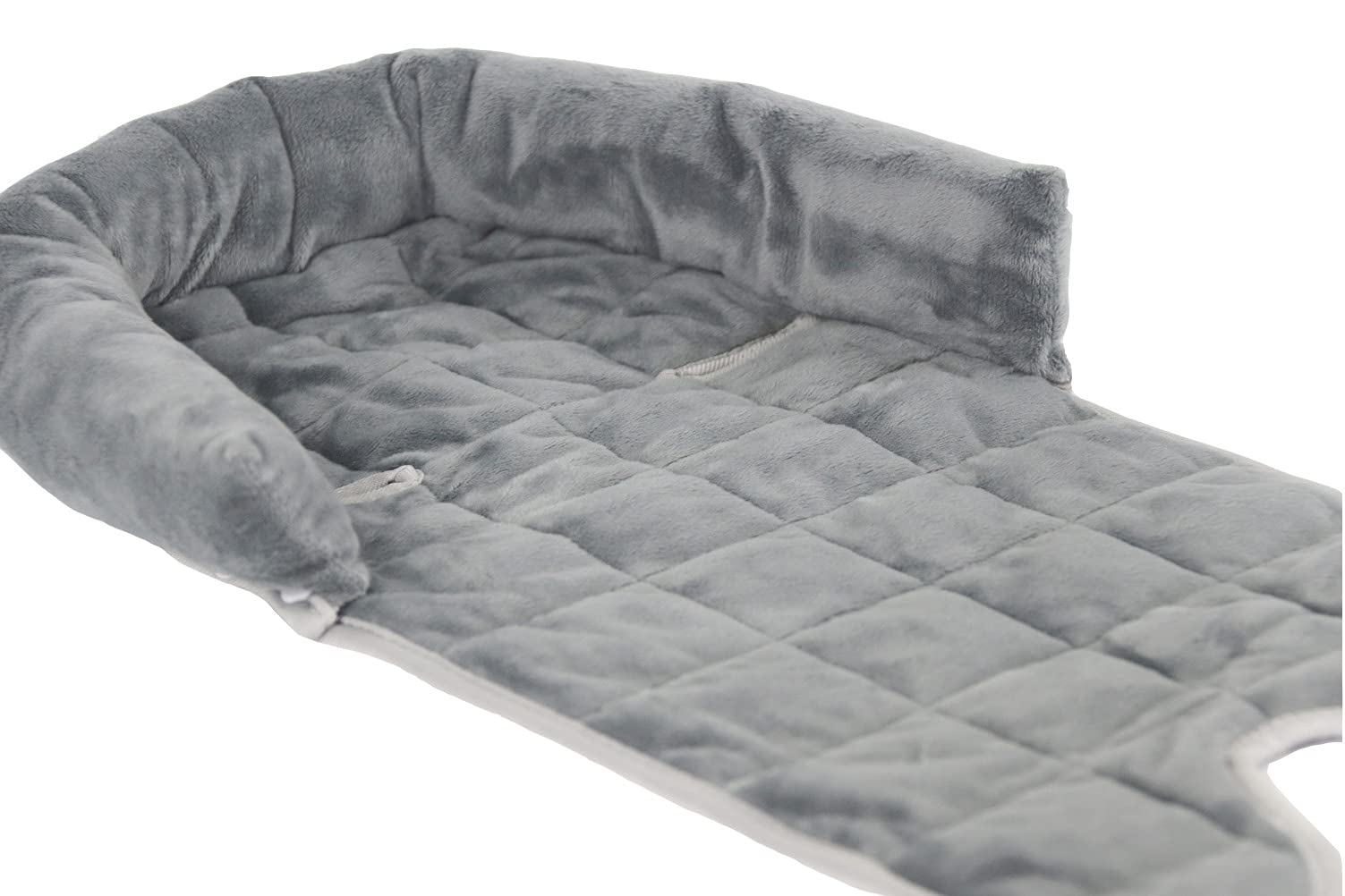 Long-Ci 2-in-1 Baby Insert Cushion Pad with Head Neck Body Support Pillow in Velvet for Newborn (Gray Beige)