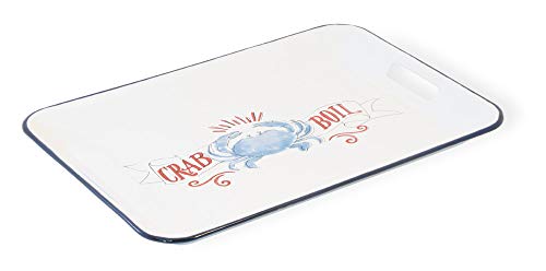 Boston International Enamelware Serving Tray Seafood Bake Crab Platter, 18 x 12-Inches, Crab Boil