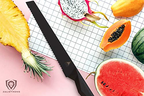 Dalstrong Serrated Bread Knife - 9 inch - Shadow Black Series - Black Titanium Nitride Coated - High Carbon - 7CR17MOV-X Vacuum Treated Steel - Bread Slicer Cutter - Slicing - Sheath - NSF Certified