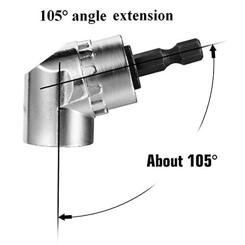 3Pcs 1/4" 3/8" 1/2"Hex Socket Adapter Drill Bits Set,Impact Grade Socket Wrench Adapter Extension Set,105°Right Angle Drill Bit Adapter Attachment 1/4" Drive Hex Magnetic Bit Socket Screwdriver Drill