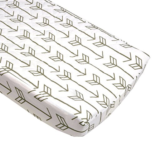Arrow Quilted Changing Pad Cover (Gray Arrows on White) - Fits Standard Contoured Changing Pads