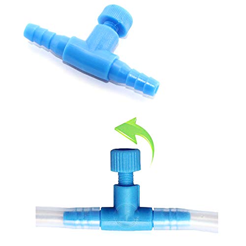 DGZZI T Shaped Control Valve 5PCS Aquarium 2 Way Air Line Regulator Connector for Fish Tank Pump 4mm