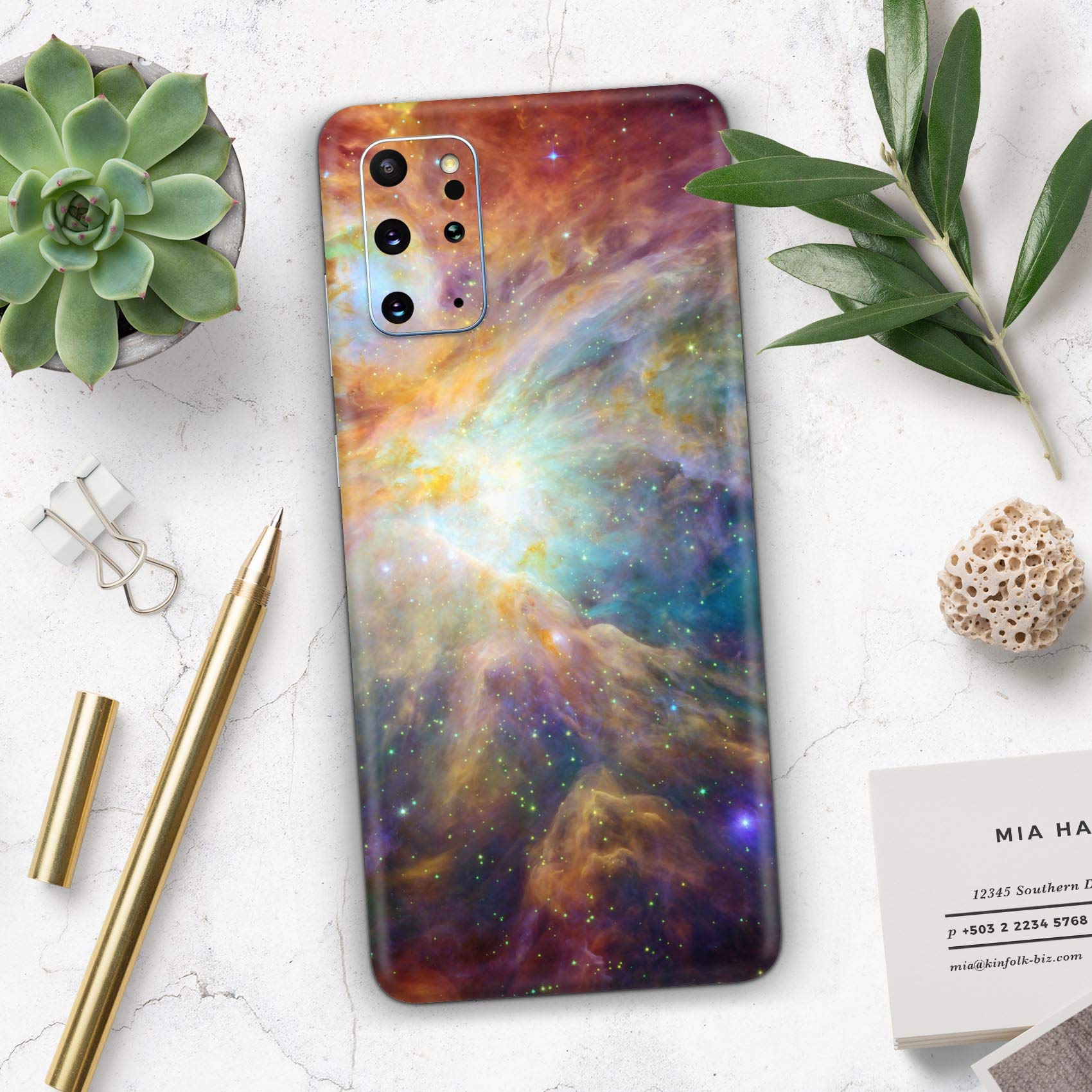DesignSkinz Mutli-Colored Clouded Universe Protective Vinyl Decal Wrap Skin Cover Compatible with The Samsung Galaxy S20 (Screen Trim & Back Glass Skin)