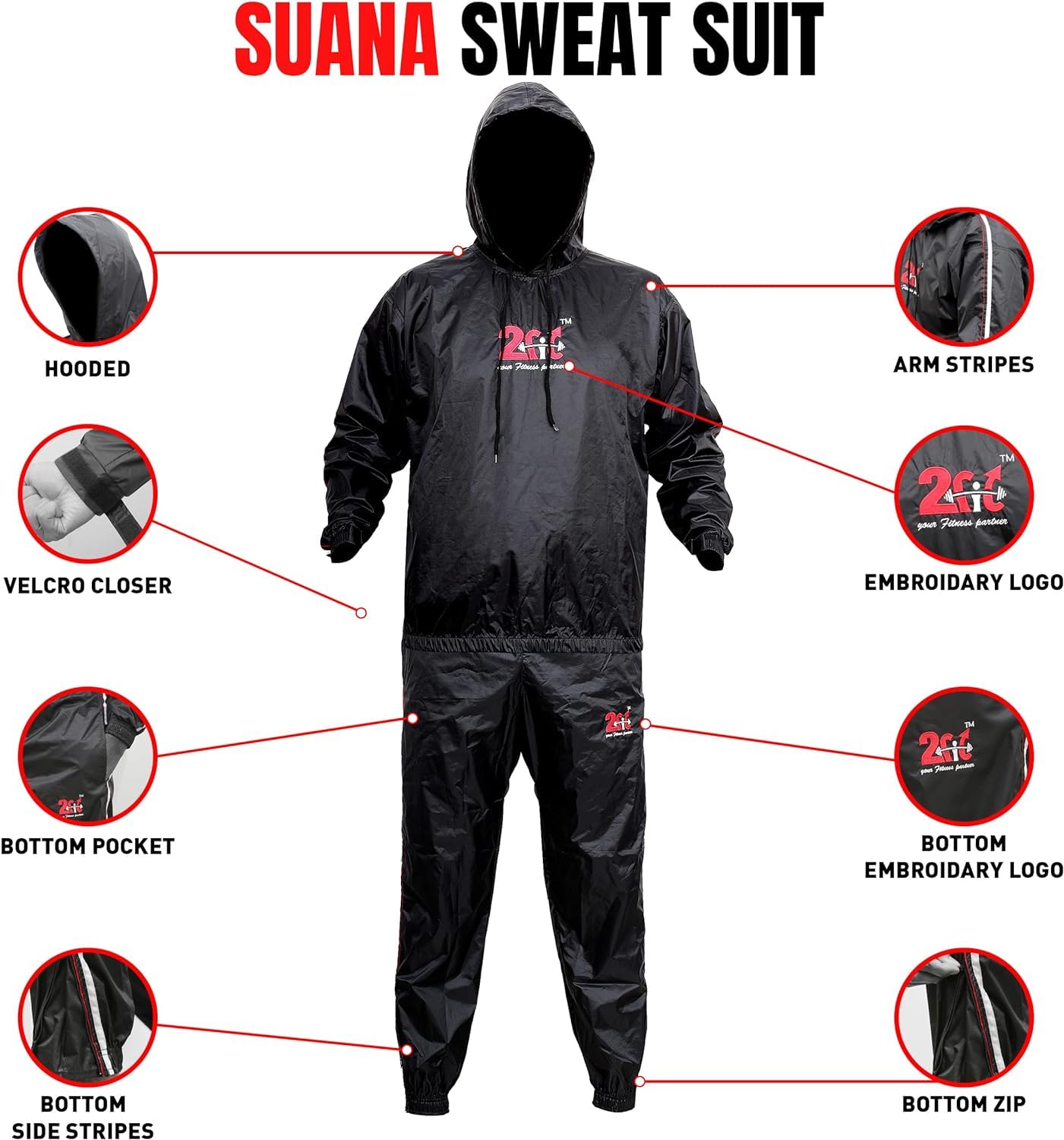 2Fit Heavy Duty Sweat Suit Sauna Exercise Gym Suit Fitness, Weight Loss, AntiRip (4XL)