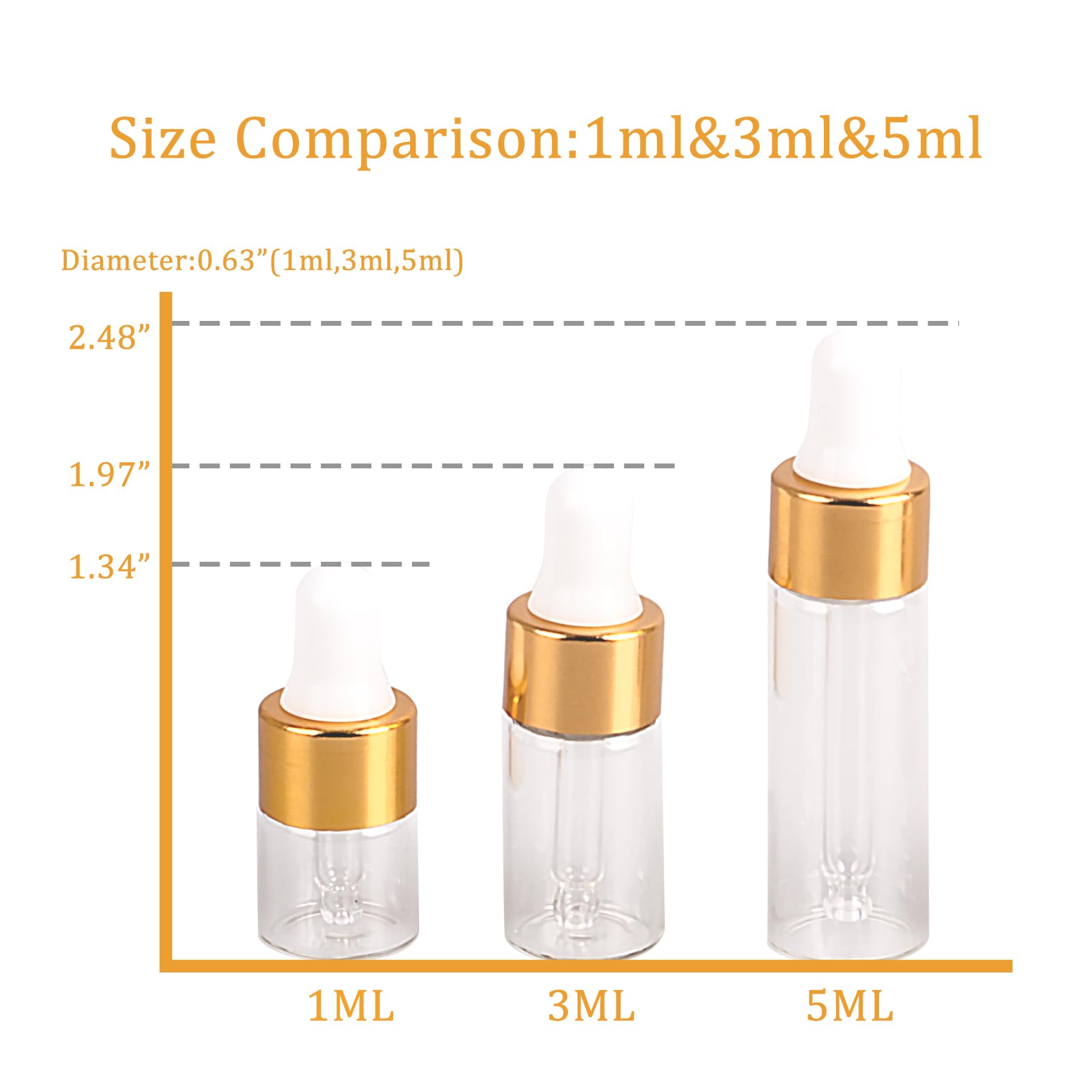 Easeen 50 Pcs Sample Dropper Bottles, 3ml Clear Mini Dropper Bottles with 2 Pcs Plastic Droppers for Traveling Essential Oils DIY Cosmetic Liquid Sample Perfume