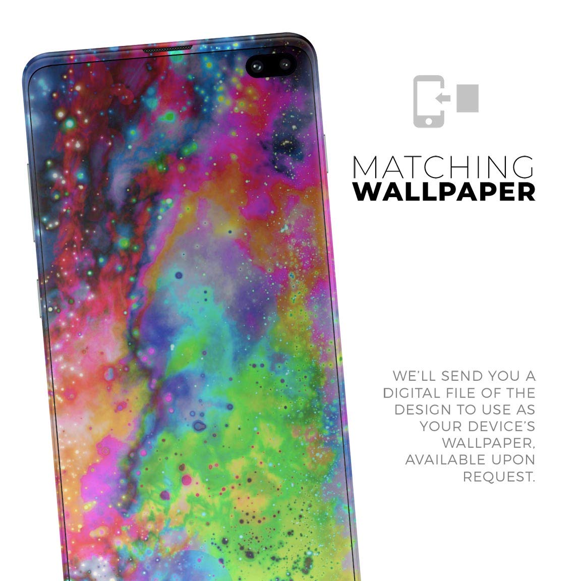 DesignSkinz Neon Splatter Universe Protective Vinyl Decal Wrap Skin Cover Compatible with The Samsung Galaxy S20 (Screen Trim & Back Glass Skin)