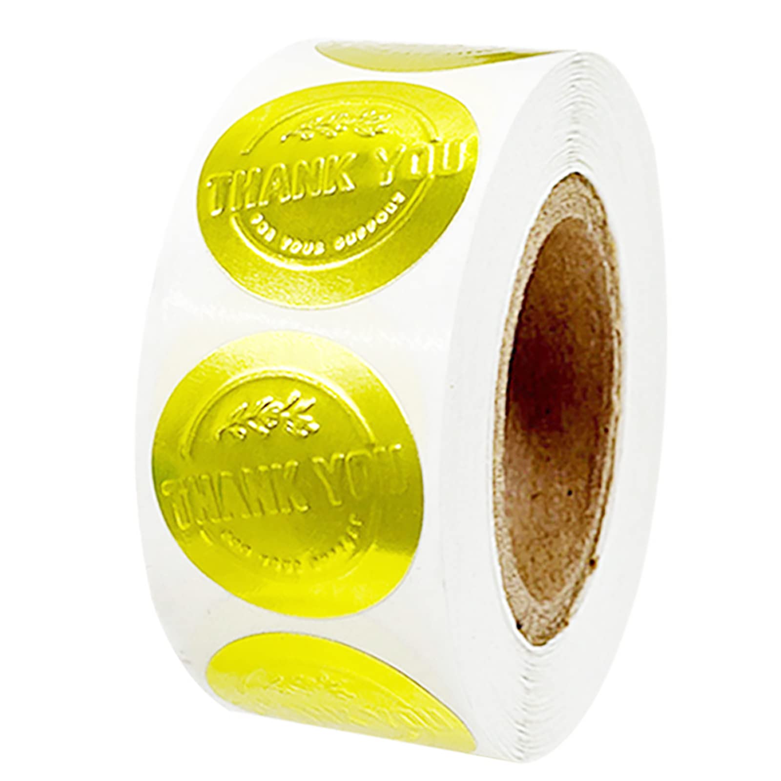 1inch Round Thank You Self Adhesive Gold Foil Embossed Stickers, Decorative Sealing Stickers for Envelope Seals, Decoration, Gifts, Packaging, 500 Labels Per Roll, 1 roll