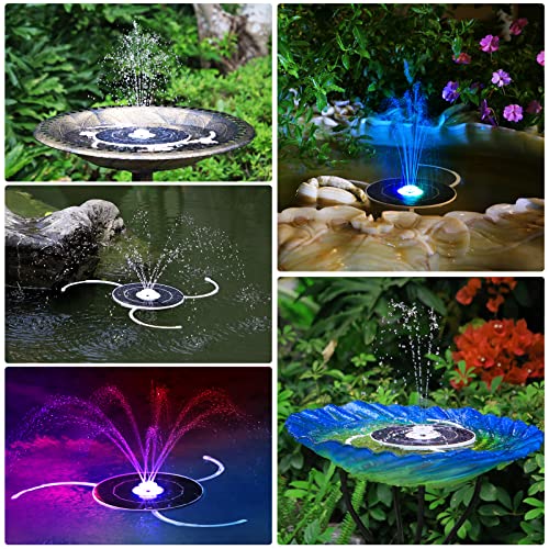 AISITIN 3.5W LED Solar Bird Bath Fountains Upgraded, Solar Fountain with 8 Nozzles, 3000 Battery & 3 Brackets, Floating Solar Powered Water Pump for Garden, Pond, Bird Bath and Pool