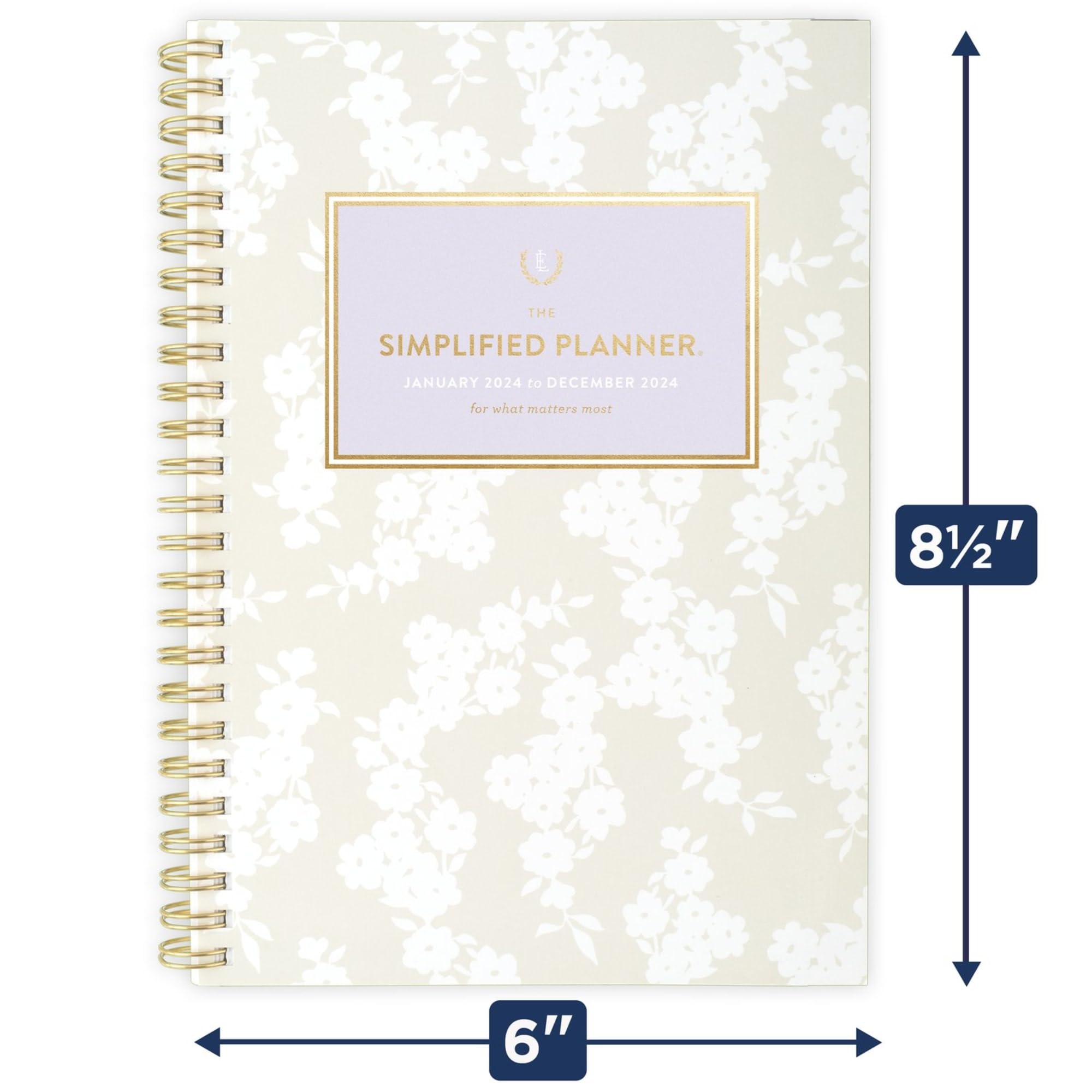 2024 Simplified by Emily Ley for AT-A-GLANCEĀ® Weekly/Monthly Planner, 5-1/2" x 8-1/2", Cream Blossoms, January to December 2024, EL19-200