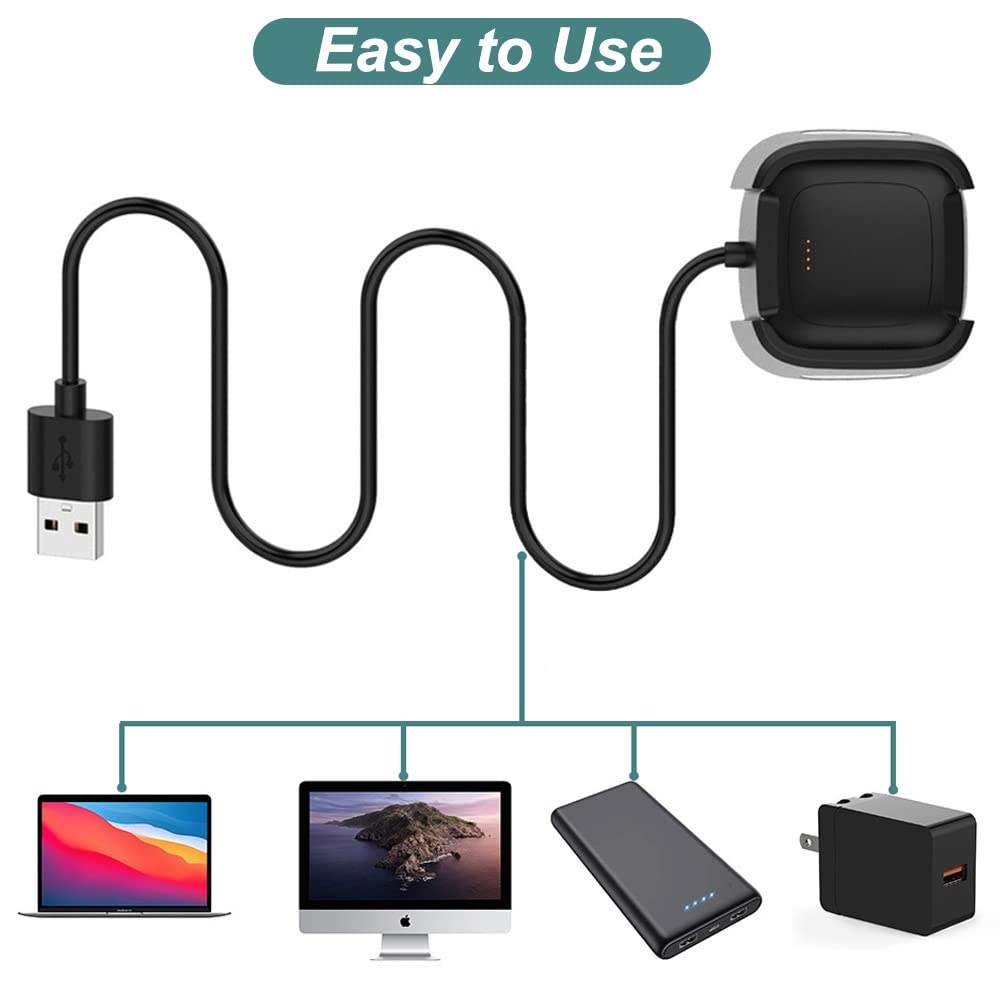 Charger for Fitbit Versa 2, Replacement Charging Cable Dock with 3.3ft USB Cord for Fitbit Versa 2 Smart Watch [2 Pack]