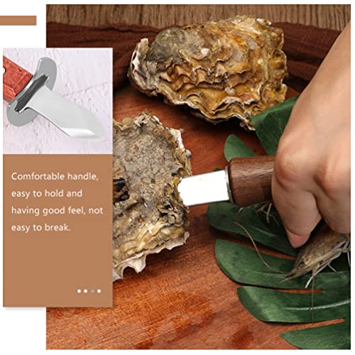 Angoily Hand Oyster Shucker 3Pcs Stainless Steel Oyster Knives with Wood Handle Shucker Oyster Shucking Tool Clam Shellfish Seafood Opener Practical Kitchen Oyster Knife Shucker
