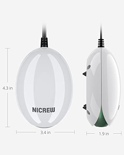 NICREW UFO Aquarium Air Pump, Ultra Silent Air Aerator Pump for Fish Tank, Oxygen Pump with Dual Outlets, Accessories Included, 2.5W