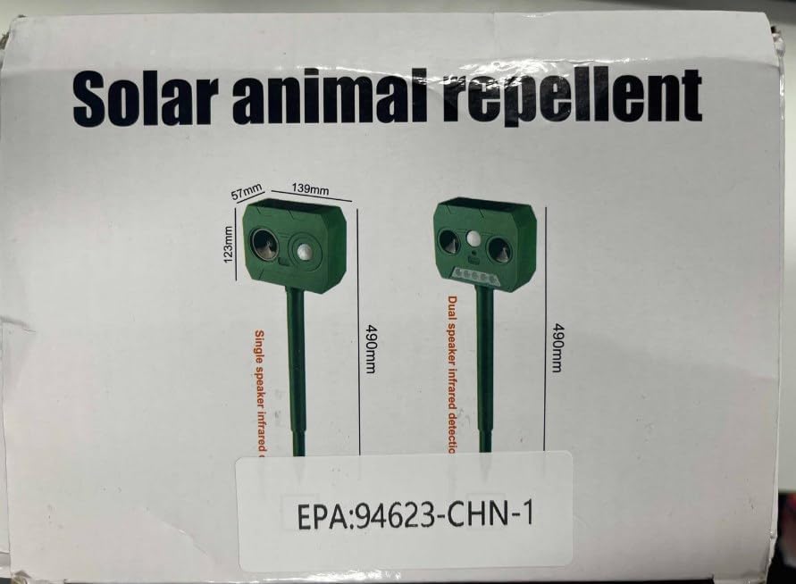 2024 Solar Ultrasonic Animal Repellent Outdoor Cat Deterrent with Flash Light Motion Sensor for Squirrel Cat Deer Skunk Rabbit Coyote Dog, Deer Repellent Devices Skunk Repellent for Yard, 4 Pack