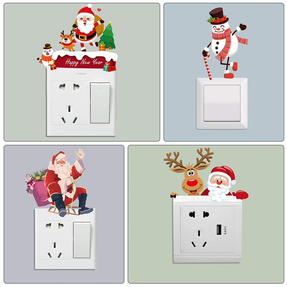 ABOOFAN Christmas Light Switch Sticker Removable Wall Decal for Christmas Home Party Decoration 4Pcs