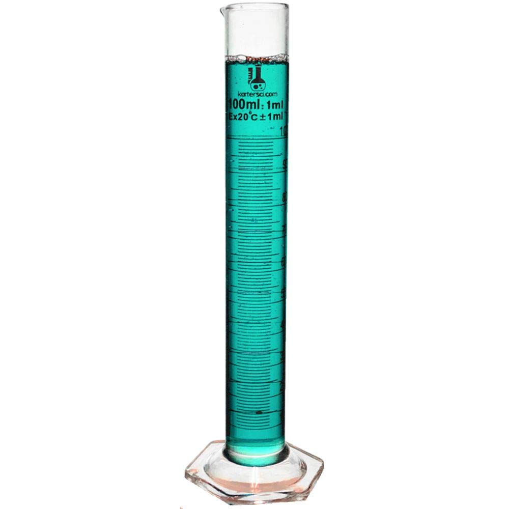 Beaker, Flask, Cylinder Set, 3.3 Boro. Glass - 3 Pieces - 250ml Beaker, 250ml Flask and 100ml Cylinder, Karter Scientific 214Z2