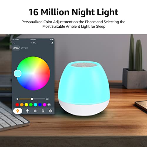 Baby Sound Machine，BGOVERSS White Noise Machine for Baby Sleeping with Night Light, Toddler Sleep Trainer with 24 Soothing Sounds, White Noise Soother with Timer, App Remote Control for Kids'Room Grey