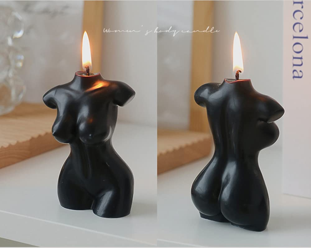 2PCS Body Shaped Candles, Female Body Candle Soy Candle Scented Candle Valentine's Day Home Aesthetic Decoration Candle (White, Black)