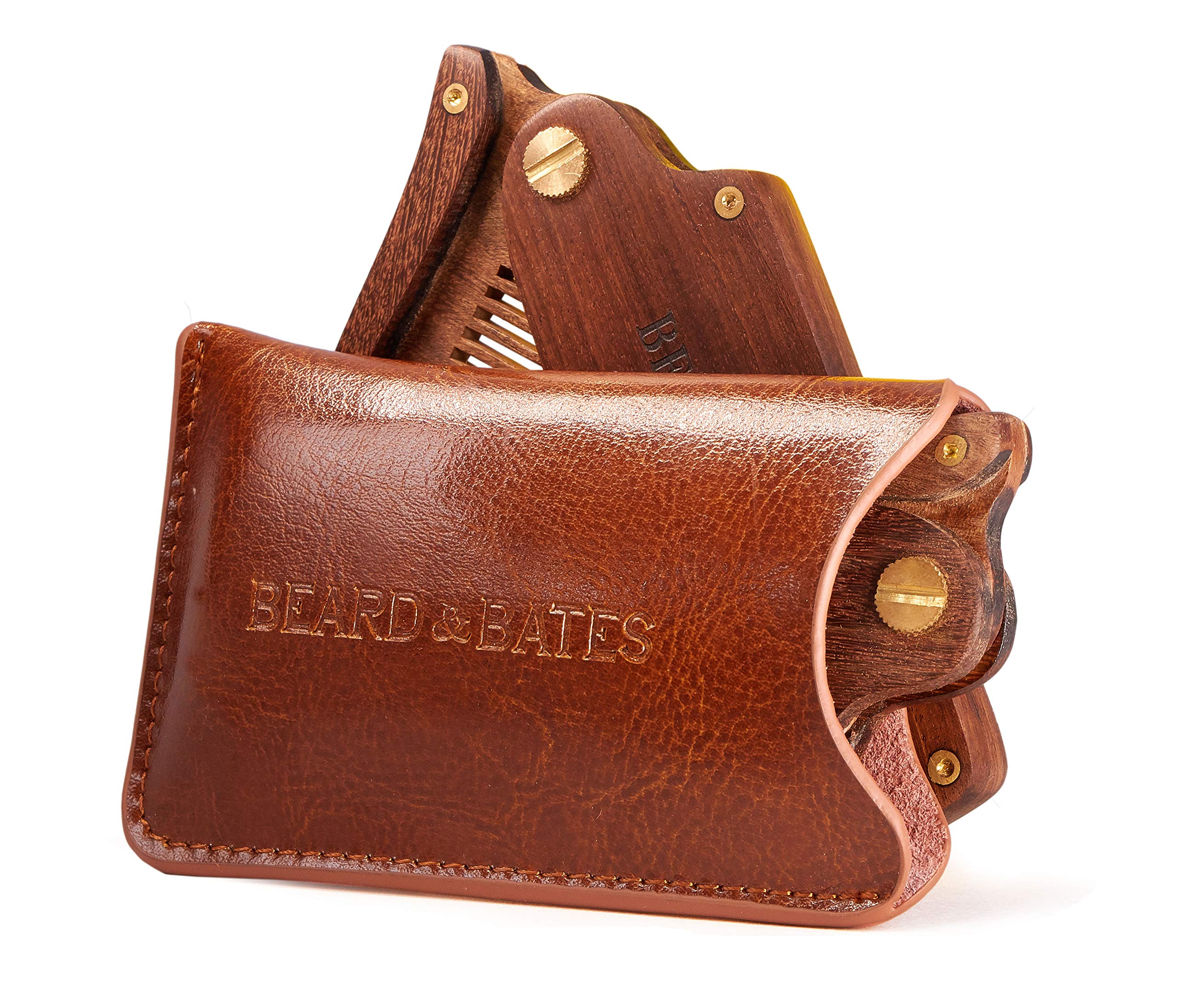 Beard & Bates Genuine Leather Pouch - For The Sandalwood Switchblade | Protective Accessory Case for Wooden Comb (POUCH ONLY!!)