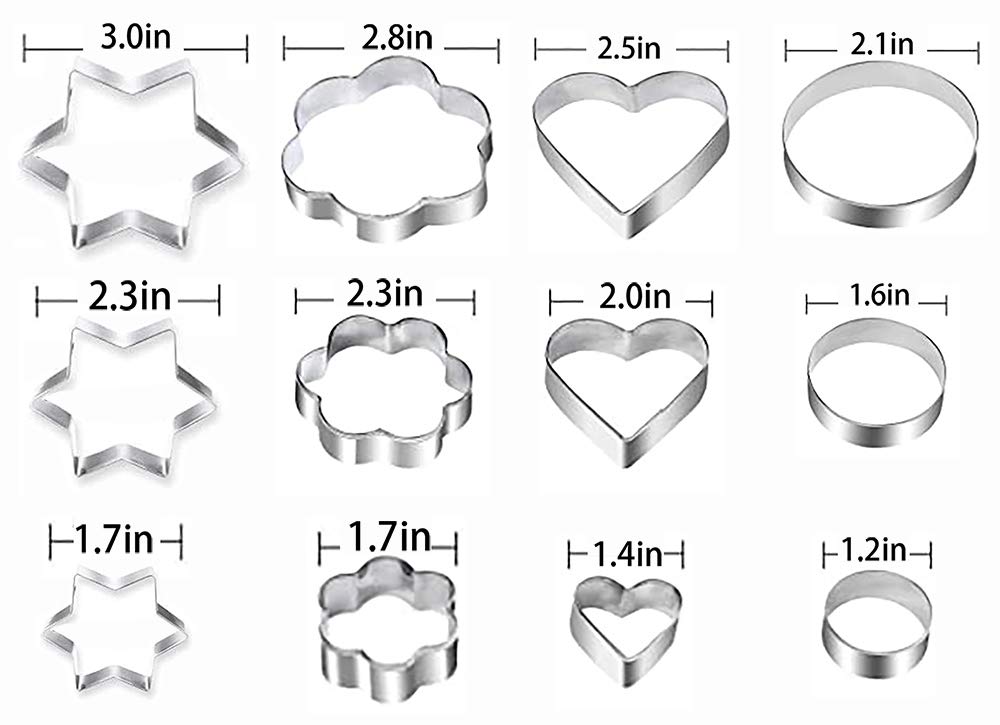 20Pcs Stainless Steel Cookie Cutter Set - Easter Cookie Cutter Set & Round Heart Flower Star Shapes Cookie Cutters Set (8Pcs +12Pcs)