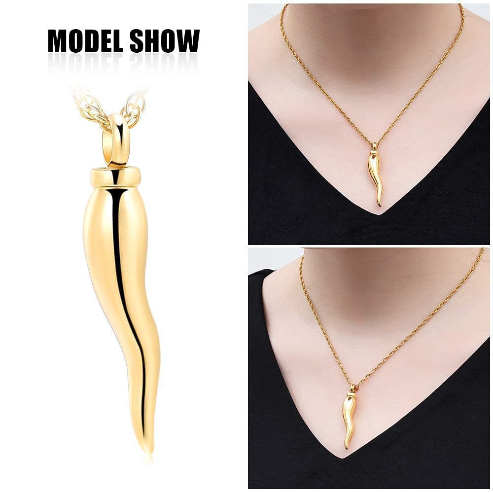 2PCS Cremation Jewelry Heart Horn Urn Necklaces for Ashes for Women Men