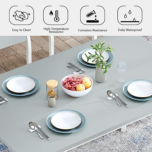 AWQM Dining Table Set for 4, 5 Piece Kitchen Table and Chairs Set for 4 People, Modern Wooden Dining Table with Backrest Chair for Dining Room Kitchen Breakfast Nook, Grey
