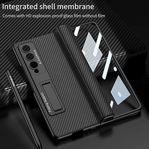 BRAND SET π π
π¨π₯π π πππ¬π, Plain Leather Material Galaxy Z Fold 4 Case with S Pen Holder and Kickstand, All-Inclusive Hinged Phone Case&Cover Suitable for Samsung Galaxy Fold 4 Series(txw)