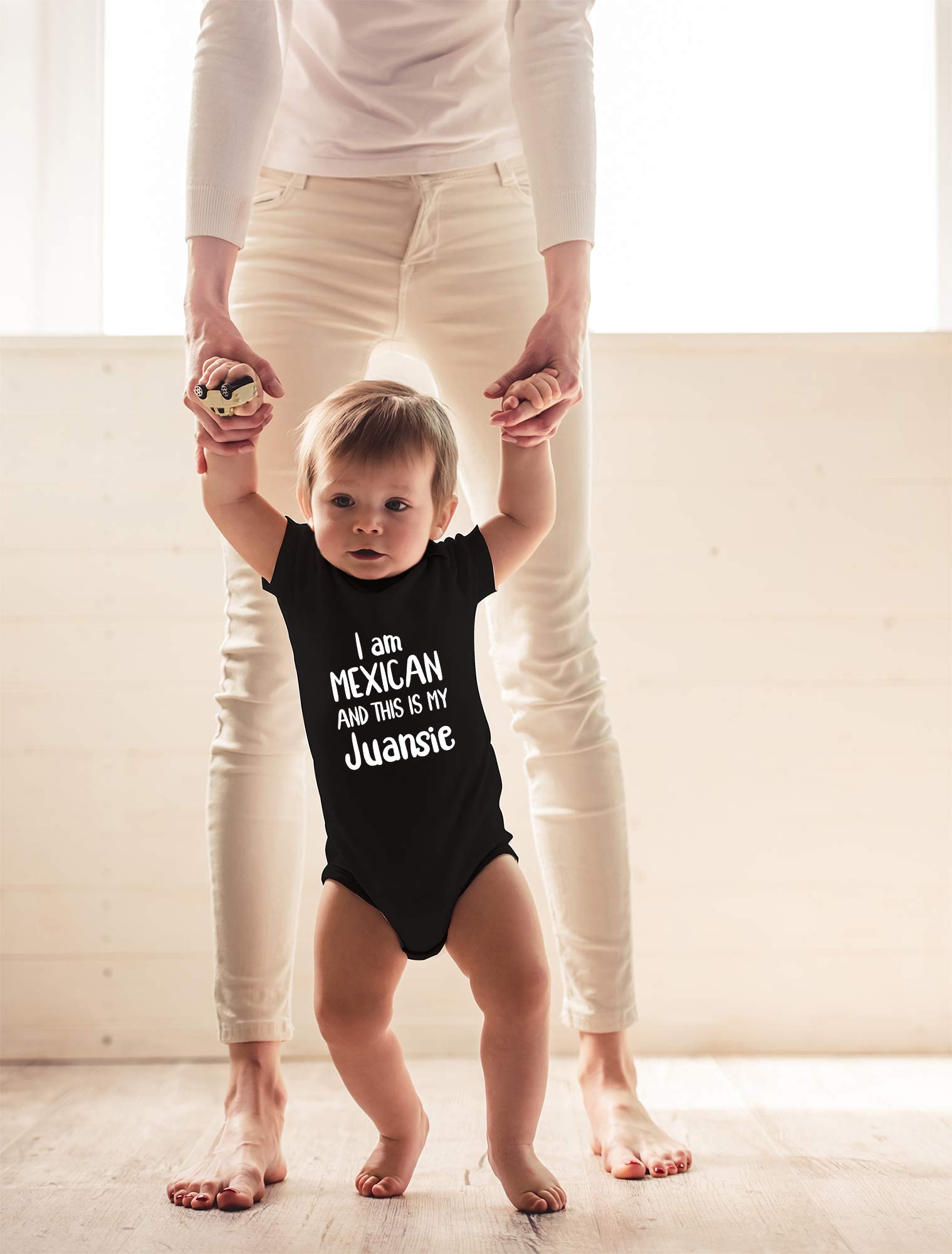 CBTwear I Am Mexican And This Is My Juansie Baby Bodysuit Funny Infant Outfit Unisex Humor Clothes (6 Months, Black)