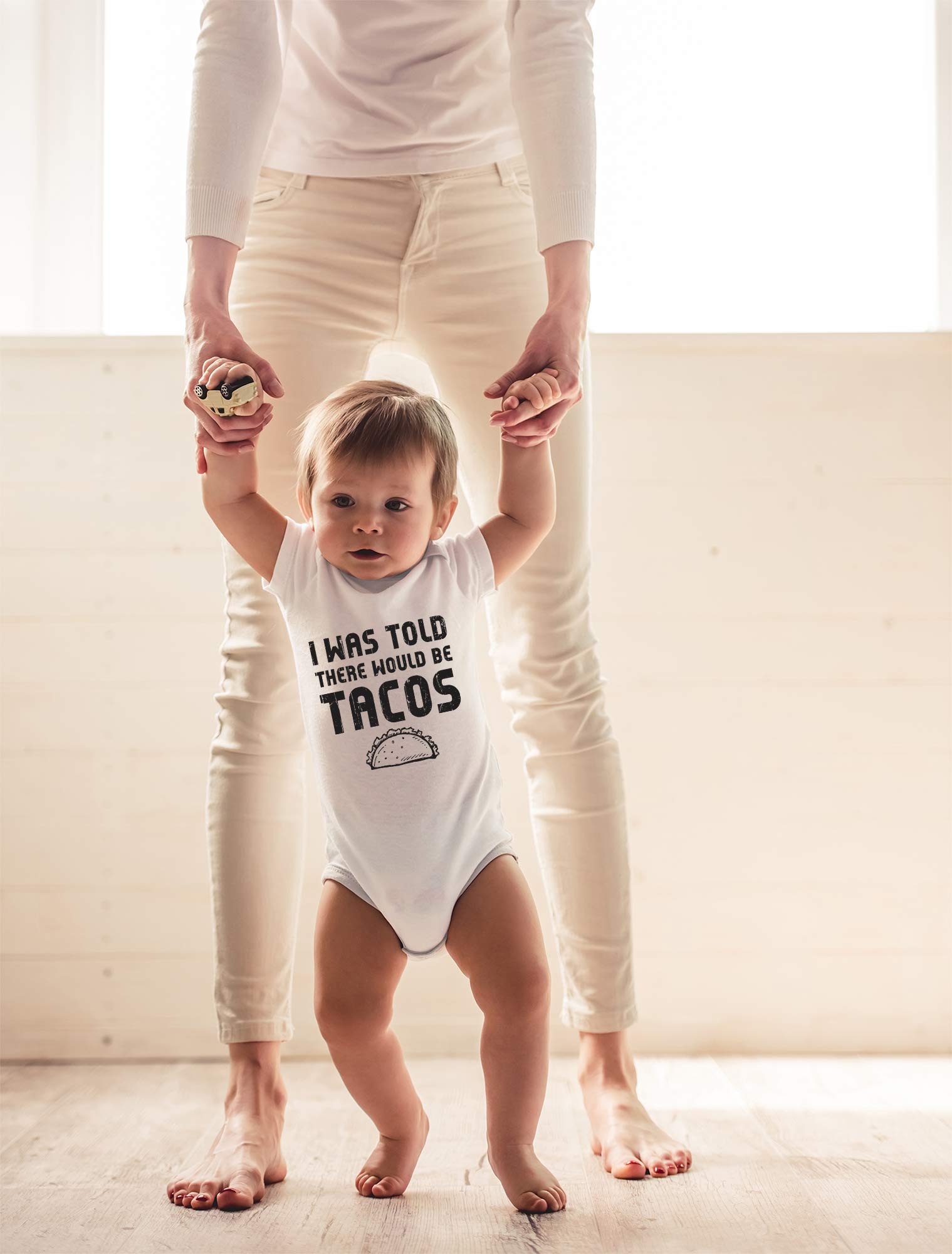 CBTwear I Was Told There Would Be Tacos Baby Bodysuit - Cute Newborn Clothes Infant Unisex Humor Romper (6 Months, White)