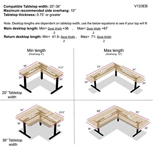 VIVO Electric Multi-Motor Height Adjustable Corner 3 Leg Standing Desk Frame, Frame Only, Sit Stand Ergonomic L Frame with Push Button Controller, Black, DESK-V123EB
