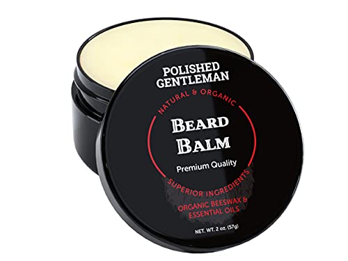 Beard Balm & Mustache Wax for Men - Beard Moisturizer with Organic Beeswax & Essential Oils - Hair Pomade & Hair Balm - Beard Polishes, Softener, Condition & Styling for Men's Grooming (2oz)
