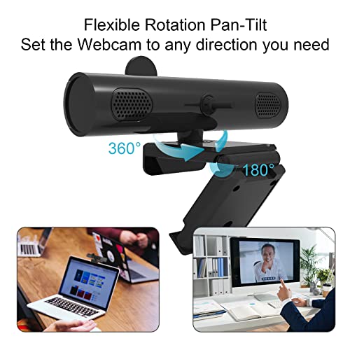 2K Webcam,Live Streaming Autofocus Dual Microphone Web Cam with Privacy Cover,110 Degree View Angle Web Camera for Video Calling, Recording, Conferencing, Gaming