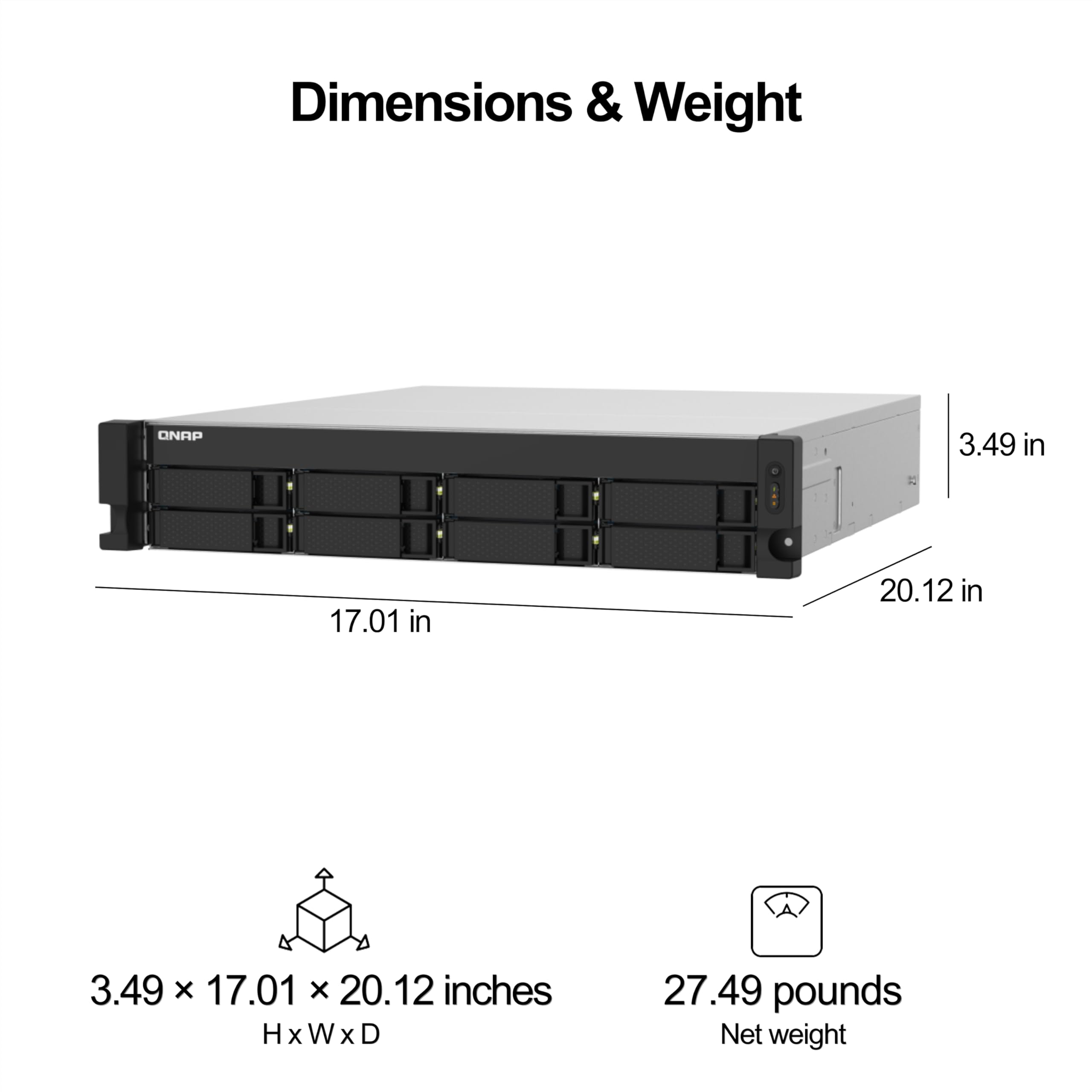 QNAP TS-832PXU-RP-4G 8 Bay High-Speed SMB Rackmount NAS with Two 10GbE and 2.5GbE Ports, Redundant PSU (TS-832PXU-RP-4G-US)