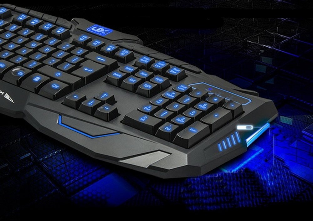 axGear USB LED Light Gaming Keyboard and Mouse Set Kit for Computer PC Multimedia Gamer