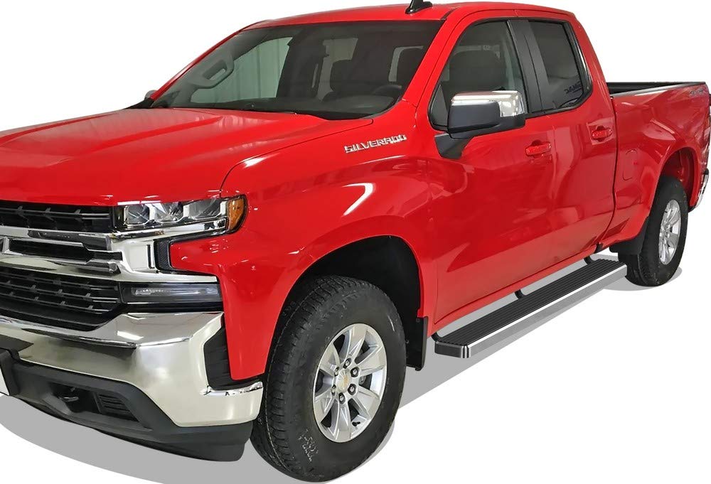 APS (Stainless Steel Polished Silver 6in Boards Compatible with Silverado Sierra 1500 2019-2025 Extended Cab & 2500 3500 2020-2025 (Exclude 19 1500 LD)(Silverado 1500 LTD Sierra 1500 LD 2022)