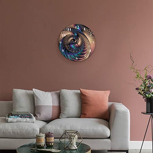 HGOD DESIGNS Fractal Round Wall Clock,Abstract Fractal Patterns and Shapes with Flowers and Spirals Round Wall Clock Home & Garden Wall Decorative for Bedroom Office School Art(10")