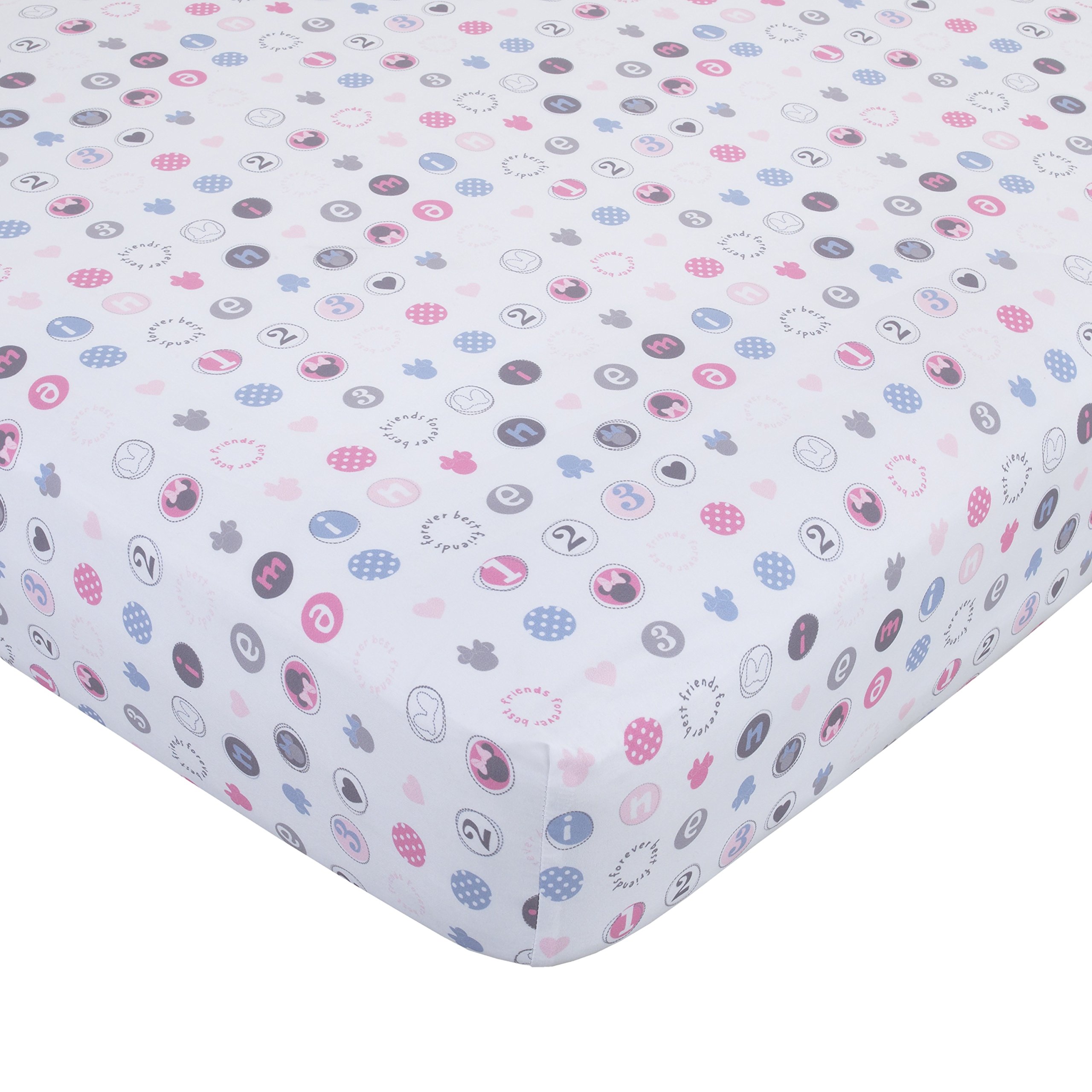 Disney Minnie Mouse Pretty in Pink 3 Piece Nursery Crib Bedding Set, Pink, Grey, Rose