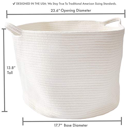 Cotton Rope Storage Baskets 23.6"x17.7"x13.8'' Extra Large Boho Blanket Basket Living Room Woven Toy Storage Bin for Blankets Tall Laundry Hamper Baby Nursery Hampers