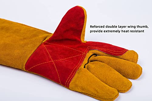 23.6 Inch Long Sleeves Leather Welding Gloves Leather welding gloves, heat-resistant and wear-resistant welding gloves and hand protectors, fire-resistant boot protectors,tools and gifts for men dad