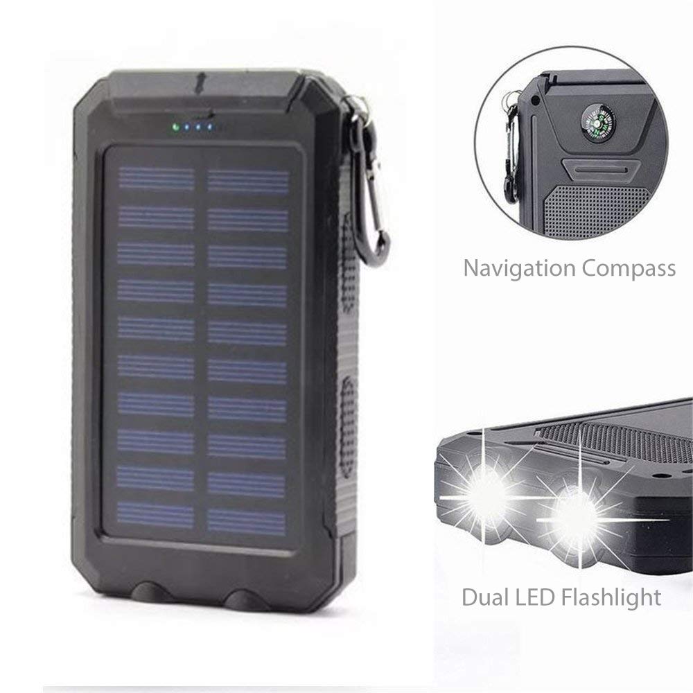 BoxWave Power Bank Compatible with Google Pixel - Solar Rejuva PowerPack (10000mAh), Solar Powered Backup Power Bank 10000mAh - Jet Black