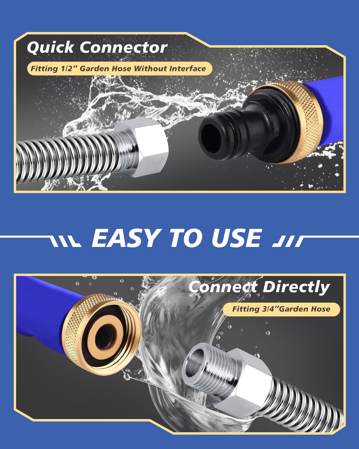 2024 Upgraded Jet Nozzle Power Washer for Garden Hose, 2-In-1 High Pressure Wand with 2 Different Nozzles and Quick Connectors,High Pressure Washer Tools For Patio Car Pet Window Washing (blue)