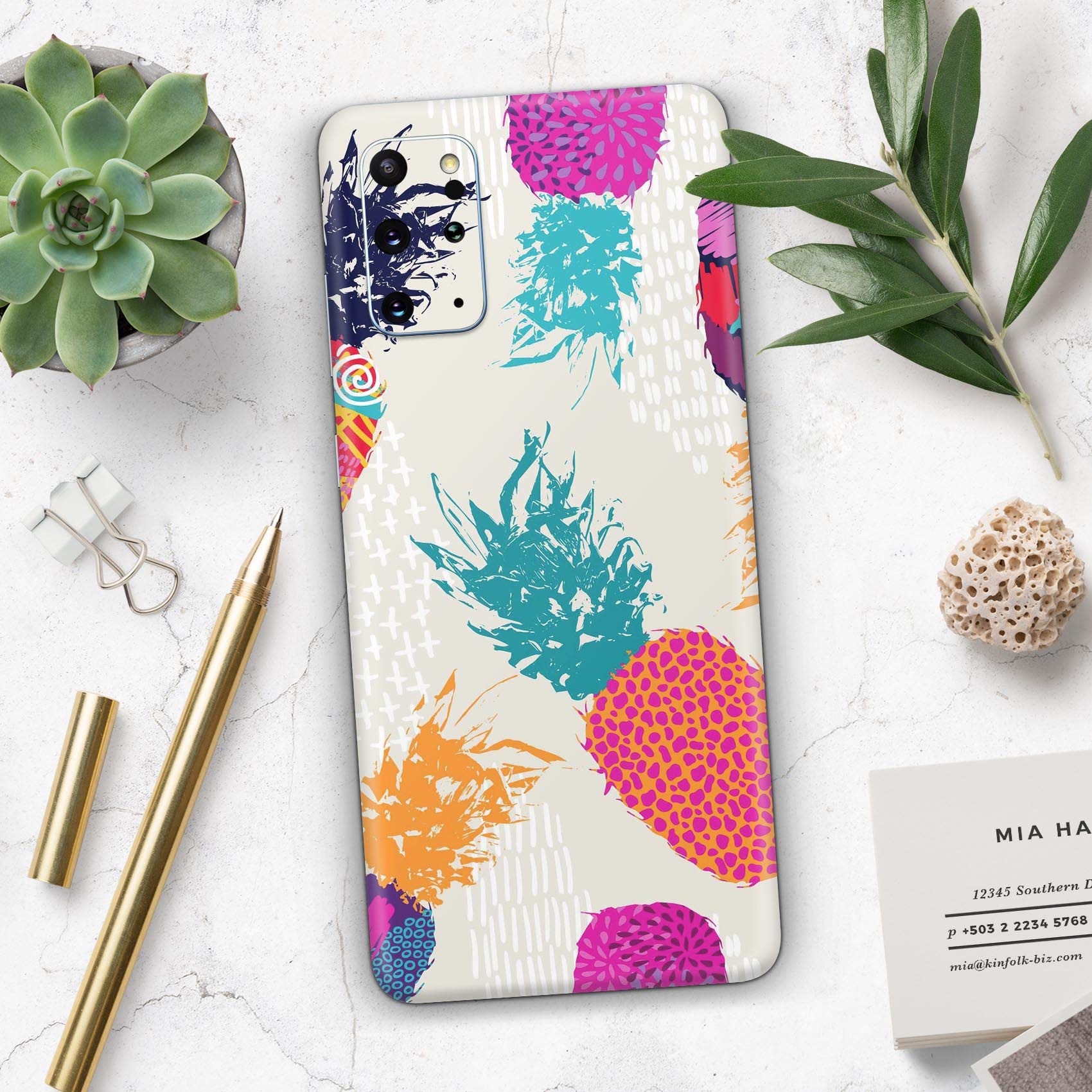 DesignSkinz Retro Summer Pineapple v2 Protective Vinyl Decal Wrap Skin Cover Compatible with The Samsung Galaxy S20 (Screen Trim & Back Glass Skin)