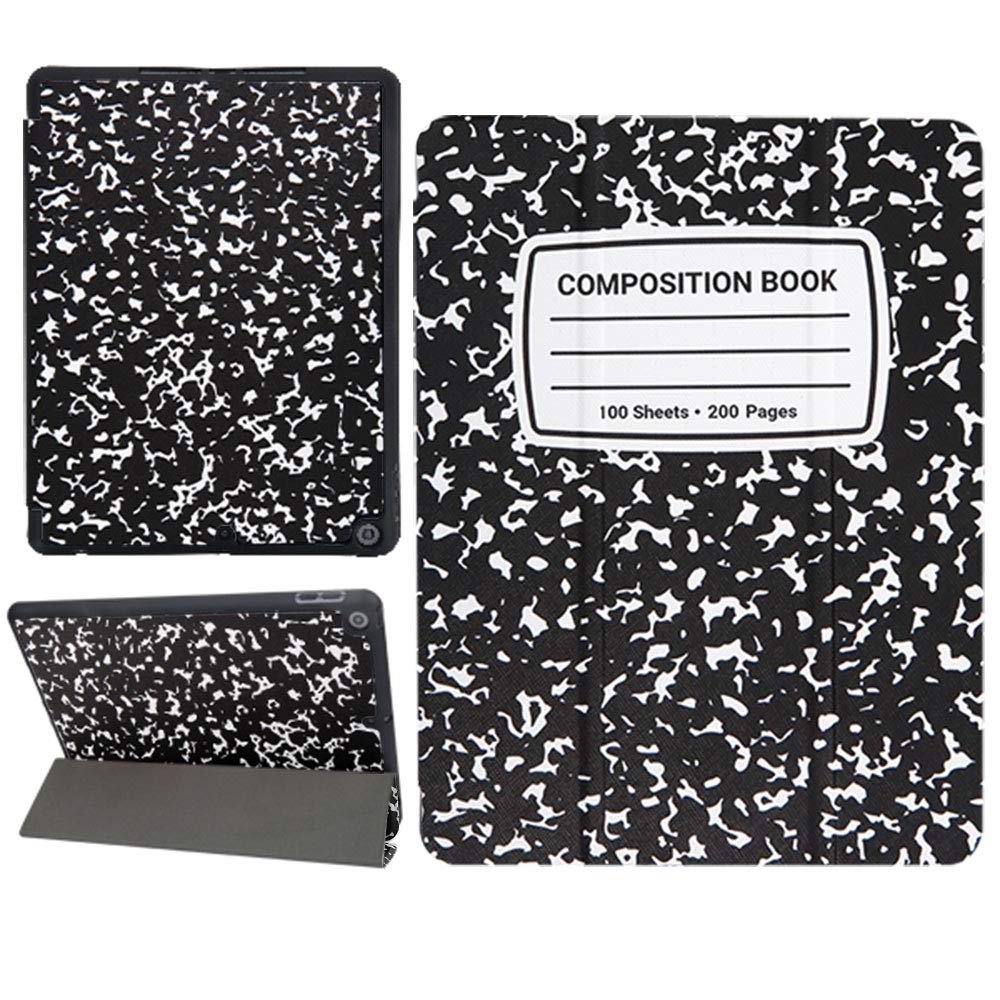 Hi Space for iPad 9th 8th 7th Generation Case for iPad 10.2 Case 2021 2020 2019 Composition Notebook with Pencil Holder, Book Trifold Protective Shockproof Cover with Auto Sleep Wake for A2270 A2428