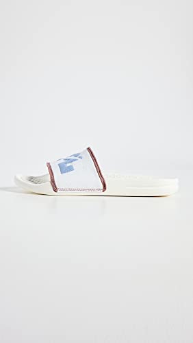 APL: Athletic Propulsion Labs Women's Big Logo Techloom Slide, Ivory/ForgedBlue/Beachwood, 8 Medium US