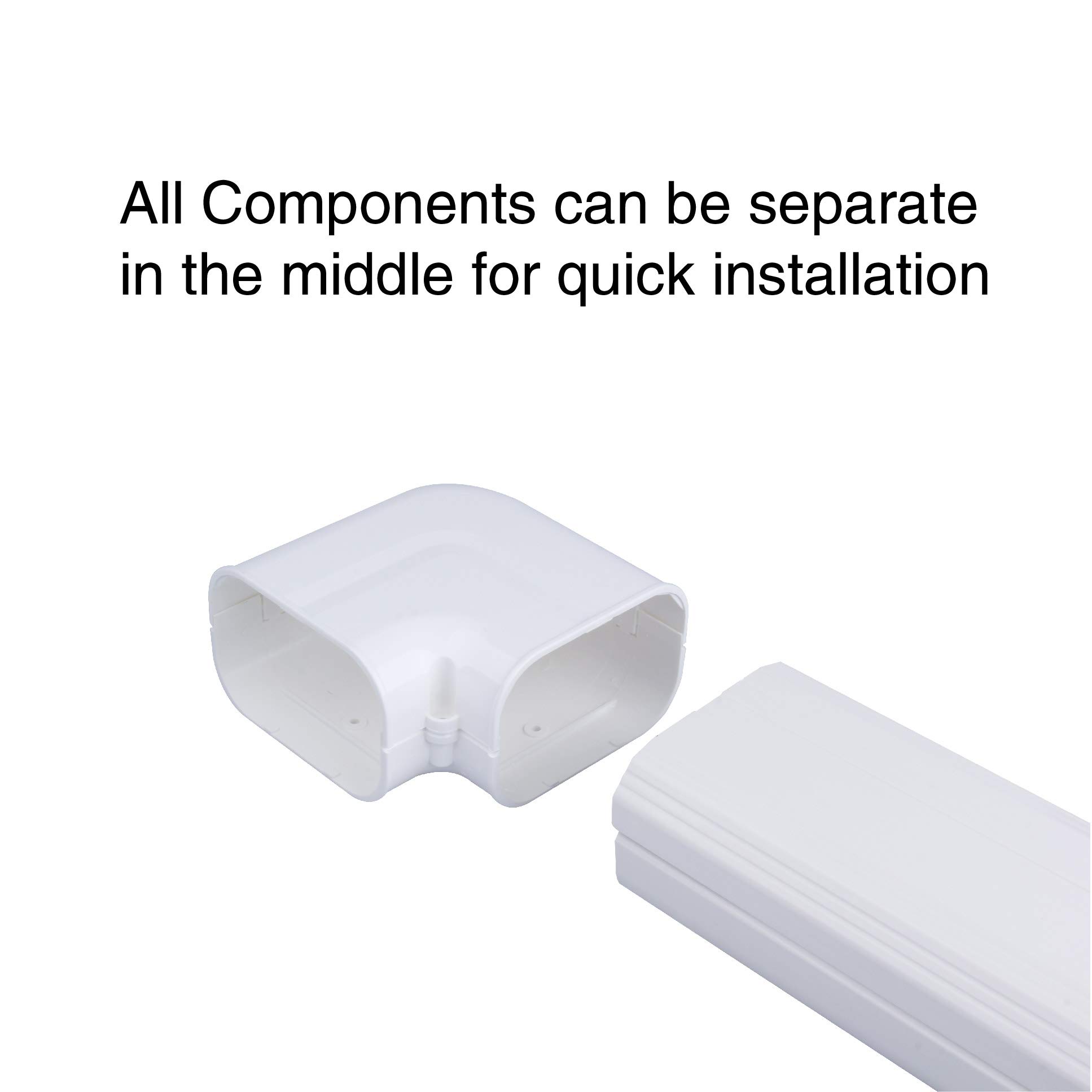 AC Parts 4" W 14Ft Decorative PVC Line Set Cover Kit for Mini Split Air Conditioners, HVAC Heat Pumps 7,000-36,000 BTU Units