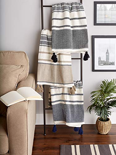 DII New Traditional, 2-Tone Chevron Stripe Throw, 50x60, Navy