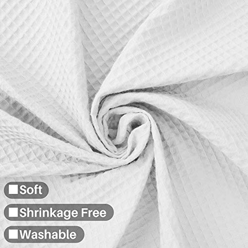 Barossa Design Cotton Blend Shower Curtain Honeycomb Waffle Weave, Soft & Hotel Spa, Washable, White, 72 x 72 inch