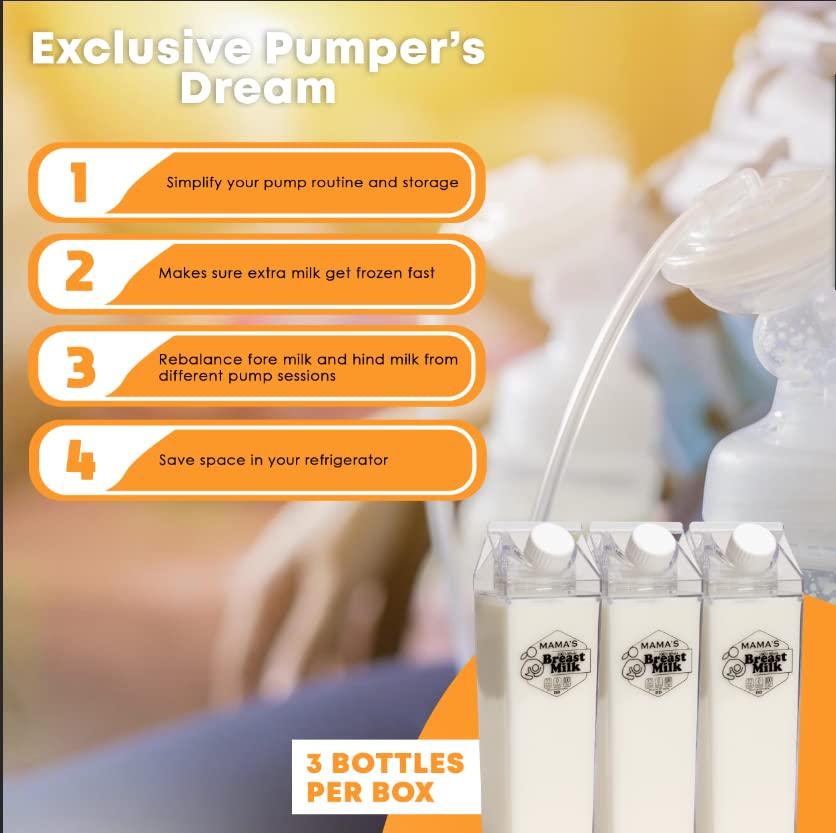 Breast Milk Pitcher for fridge - 3PACK 17oz Breast milk storing containers w/ 10pcs breastfeeding stickers for adults | Acrylic Milk carton water bottles | breastmilk storage bottle formula pitcher